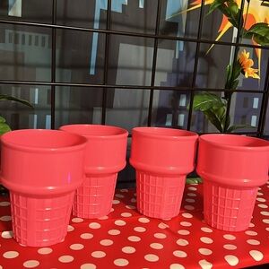 Source Unknown | Dining | New Set Of 4 Pink Ice Cream Cone Shaped Cups ...